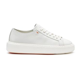 Santoni Baskets en cuir grain&eacute; - Femme - Chaussures - Blanc - Taille: 37 1/2 EU