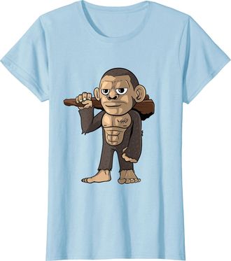 monk&auml; Neandertaler Affe mit Keule T-Shirt