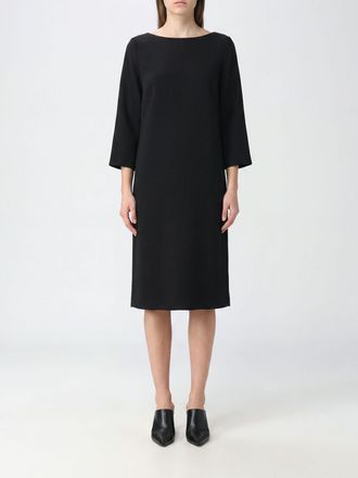 Jil Sander Midi-Etuikleid aus Seide und Schurwolle mit langen &Auml;rmeln