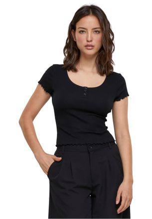 Urban Classics Ladies Rib Babylock Tee Frauen T-Shirt schwarz 3XL 95% Baumwolle, 5% Elasthan Basics