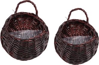 Amosfun Blumenkorb H&auml;ngend Rattan Wandbehangkorb 2 St&uuml;ck Gewebter Blumentopfkorb Dekorative Aufbewahrungsk&ouml;rbe Geeignet f&uuml;r Frische und Getrocknete Blumen