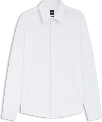 HUGO BOSS Homme, Chemises, Blanc, Taille: XL Camicia in tessuto tecnico effetto seersucker
