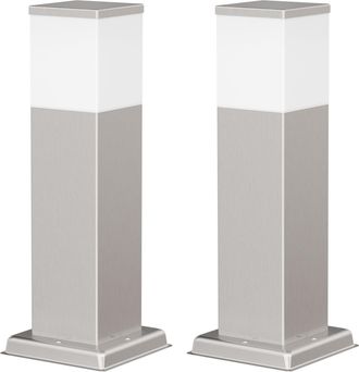 LEDs Com 2 Stück Pollerleuchte POLLY für außen, 35cm, chrom, inkl. G9 Leuchtmittel, 501lm, warmweiß