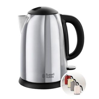 Russell Hobbs Wasserkocher [1,7l, 2400W] Victory Edelstahl poliert (Schnellkochfunktion, herausnehmbarer Kalkfilter, optimierte Ausgusstülle, entnehmbare Füllmengen