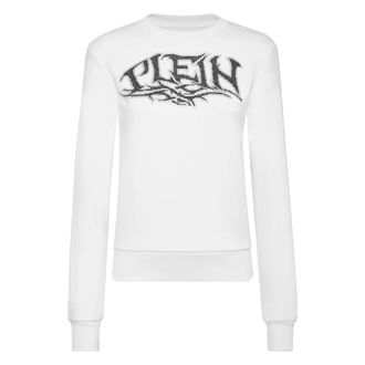 Philipp Plein Femme, Sweatshirts et sweats &agrave; capuche, Blanc, Taille: 38 FR SweaT-shirt LS Crystal
