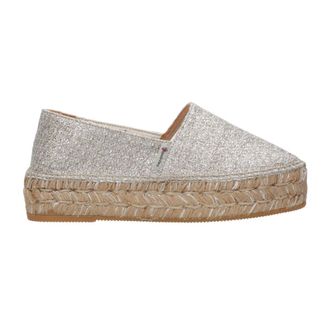 Espadrilles Silberne Metallische Flache Schuhe mit Seilsohle - - Shoes - Damen - Grau - 37 EU