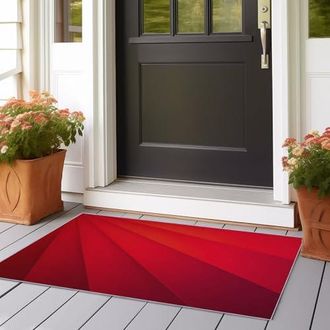 Generic Tapis de Passage Abstraction Moderne Lignes D&eacute;grad&eacute;es 50 x 150 cm Antid&eacute;rapant et Lavable Interieur Rug, Rouge Tapis de Couloir pour Entree Couloir Sa