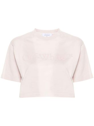 Off-white t-shirt crop à logo en caoutchouc - Rose