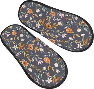Generic Chaussons Femme Homme Imprimé Fleurs Sauvages Grand Format Chaussons DIntérieur Automne Hiver Confort Pantoufles À La Maison, Pour Mariage, Intérieur 