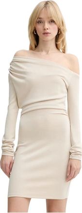 Guess Femme, Robes, Beige, Taille: 38 FR Robe D&eacute;sir&eacute;e asym&eacute;trique
