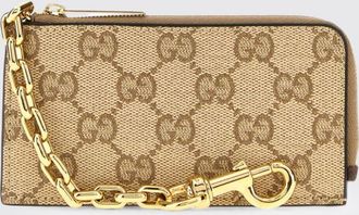 Gucci Kartenetui aus GG Supreme Canvas mit Webstreifen und Karabinerhaken