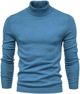 Generic Haut à col roulé pour homme, pull en tricot côtelé, coupe ajustée, manches longues, col roulé, léger, pull basique pour lautomne et lhiver, couleur un