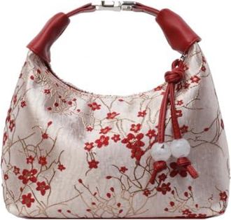 Generic &Eacute;l&eacute;gant sac &agrave; main &agrave; bandouli&egrave;re avec broderie de style chinois, sac &agrave; main portable en toile, Rouge, Blue