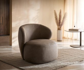 DELIFE Loungesessel Pulo 80x80 cm Mikrofaser Taupe Vintage, Cocktailsessel