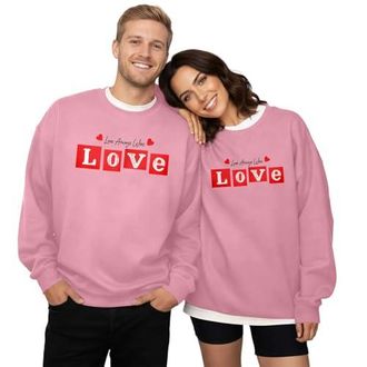 Generic Sweat-shirt sans capuche &agrave; col rond imprim&eacute; pour la Saint-Valentin 2026 pour homme et femme, rose, S