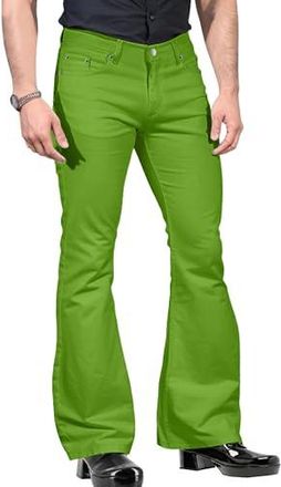 Generic Pantalon Extensible pour Homme, Jean &agrave; Pattes d&eacute;l&eacute;phant, Style ann&eacute;es 70, &eacute;vas&eacute;, Jambe Large, Vert, Style r&eacute;tro