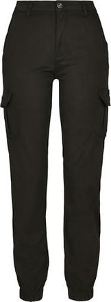 Urban Classics Pantalon Cargo pour Femme, Taille Haute, Chevilles Resserr&eacute;es, Poches lat&eacute;rales Plaqu&eacute;es, 98% Coton 2% &Eacute;lasthanne, Black, Taille 31