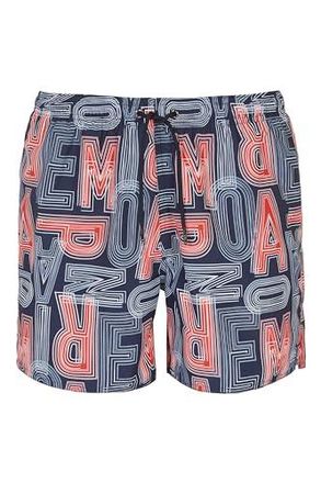 Emporio Armani Macro Logo Swim Boxer Trunks, Bleu Marine/Rouge/Blanc, 48 Homme