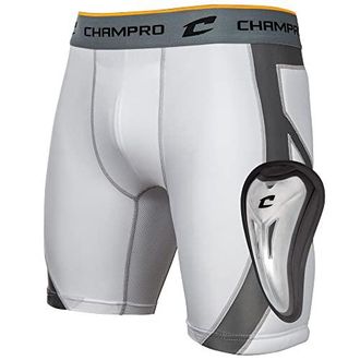 Champro Short de Compression pour Homme, Homme, Blanc, Large
