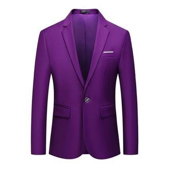 Generic Veste pour homme - Coupe ajust&eacute;e - Blazer &agrave; un bouton - Veste de costume moderne - Couleur unie - &Eacute;l&eacute;gante - Pour les affaires, les mariages, les f&ecirc;te