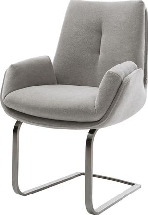 DELIFE Schwingstuhl Clea-Flex Freischwinger flach Graphit Strukturstoff Soft Grau