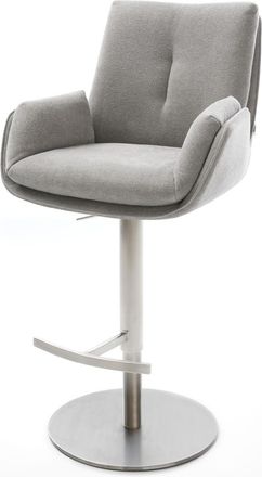 DELIFE Barstuhl Clea-Flex Strukturstoff Soft Grau Drehfuß höhenverstellbar Edelstahl drehbar, Barstühle