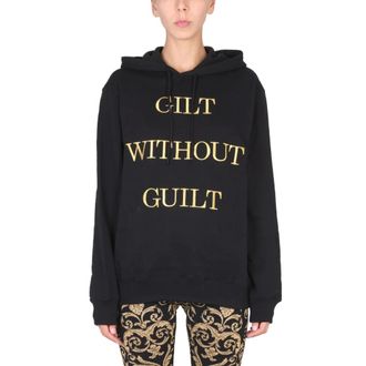 Moschino Femme, Sweatshirts et sweats &agrave; capuche, Noir, Taille: 34 FR Drawstring Hood Front Log