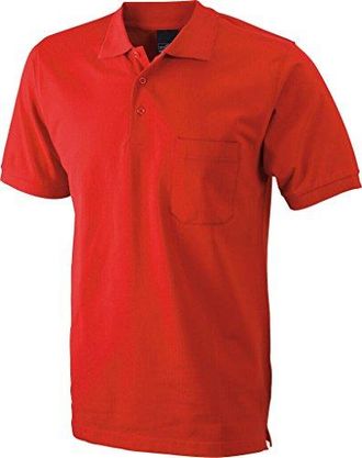James & Nicholson Polo classique avec poche, pour homme, rouge, 3XL