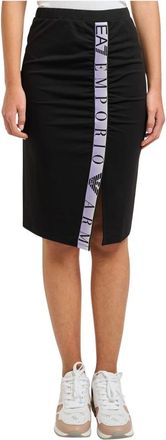 Emporio Armani Femme, Jupes, Noir, Taille: 44 FR Jupe avec ceinture et fente &agrave; lourlet