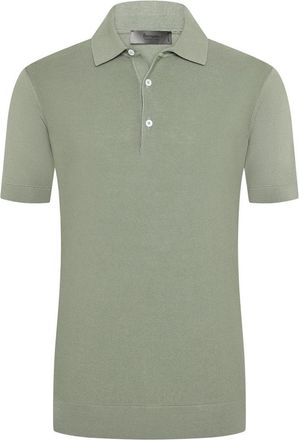 Ferrante Unifarbenes Poloshirt aus &auml;gyptischer Baumwolle in Reiskornstruktur in