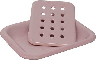 Klar Seifen Seifenschale aus Metall mit Emaille-Beschichtung, rose, Rechteckig, Pink