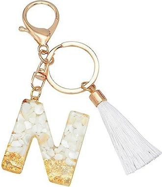 Generic Porte-cl&eacute;s de voiture en r&eacute;sine translucide avec pendentif en forme de lettre color&eacute;e, N, taille unique