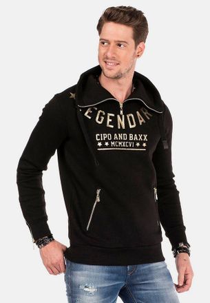 Cipo & Baxx Sweatshirt Sweatshirts (1-tlg) mit Zipper-Kragen und 3D-Schriftz&uuml;gen, CL-234