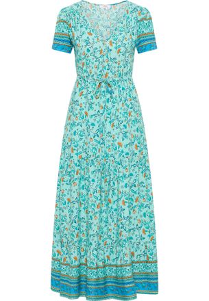 Usha Maxikleid mit Blumenprint Damen T&uuml;rkis Mehrfarbig
