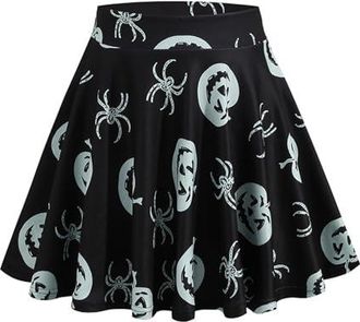 Generic Costume dHalloween 2026 avec jupe imprimée citrouille du commerce extérieur, blanc, XL