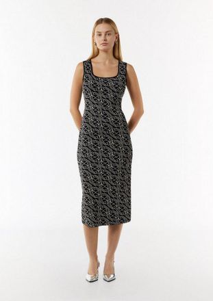 Comma Midikleid Kleid Midi-Feinstrickkleid mit grafischem Muster
