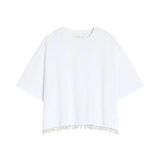 Sportmax Femme, Tops, Blanc, Taille: 40 FR Oblato Chain T-Shirt