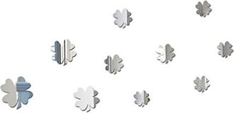 DOITOOL Miroir Mural Autocollant Motif Trèfle à Quatre Sticker Acrylique Pour Maison Salon Chambre Argent