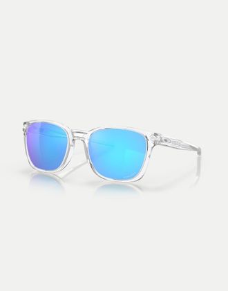 Oakley Ojector - Lunettes de soleil rectangulaires &agrave; verres bleus effet miroir - Transparent poli