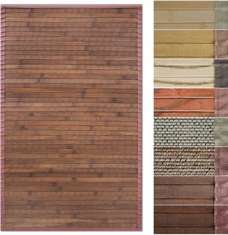 Floordirekt Bambusteppich Bambusmatte mit Stoffrahmen | Natur Design in vielen Farben & Größen (120 x 180 cm, Tibet Braun)