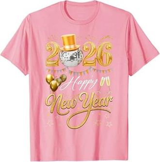 Keephen 2026 Bonne Ann&eacute;e Feu dartifice T-Shirt Femmes Feu dartifice Impression 3D T-Shirt Nouvel an Col Rond Manches Courtes Pullover Tops
