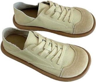 Generic NYSBH Chaussures &agrave; bout large Automne Lacets Chaussures plates Fille Harajuku Demi-Pantoufle Baskets Femme Split Chaussures, abricot, 39.5 EU