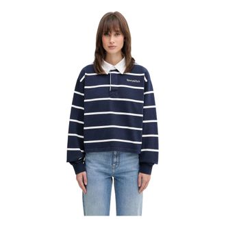 Sporty & Rich Serif Langarm-Polo - - Tops - Damen - Blau - L