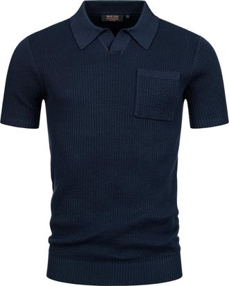 Indicode Herren INHarlo Poloshirt mit Brusttasche | Herrenpoloshirt Polokragen Baumwollshirt Navy, XXL