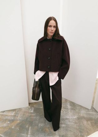 Mango Wolljacke mit Hemdkragen granatrot - Damen - XL - MANGO