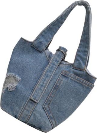 BESPORTBLE Abaodam Paquet &agrave; Main Portable en Denim L&eacute;ger pour Femme Paquet Cabas en Jean Bleu Clair Petit Format pour Voyage Promenade et Usage Quotidien Design 