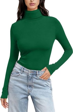 Generic Rollkragenshirt Damen Baumwolle Langarmshirt Damen Basic D&uuml;nne Weich Unterziehrolli Elegant Rollkragenpullover Langarm Leichter Women Slim Fit Turtlen