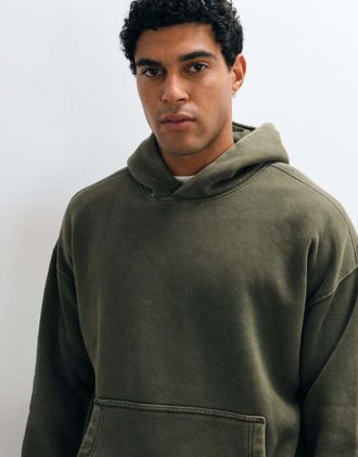 Abercrombie & Fitch sweat &agrave; capuche essentiel vert d&eacute;lav&eacute;