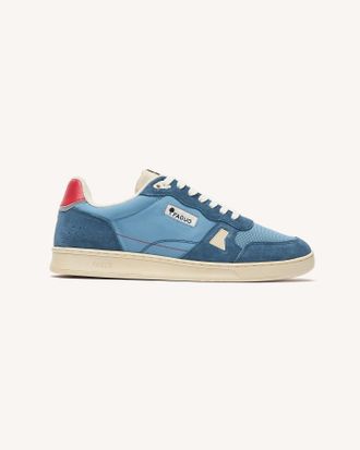 Faguo Baskets cuir et su&egrave;de bleu jean