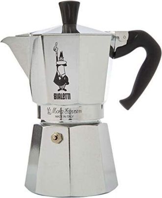 Bialetti Moka express avec bande en aluminium argent&eacute; 6 tasses